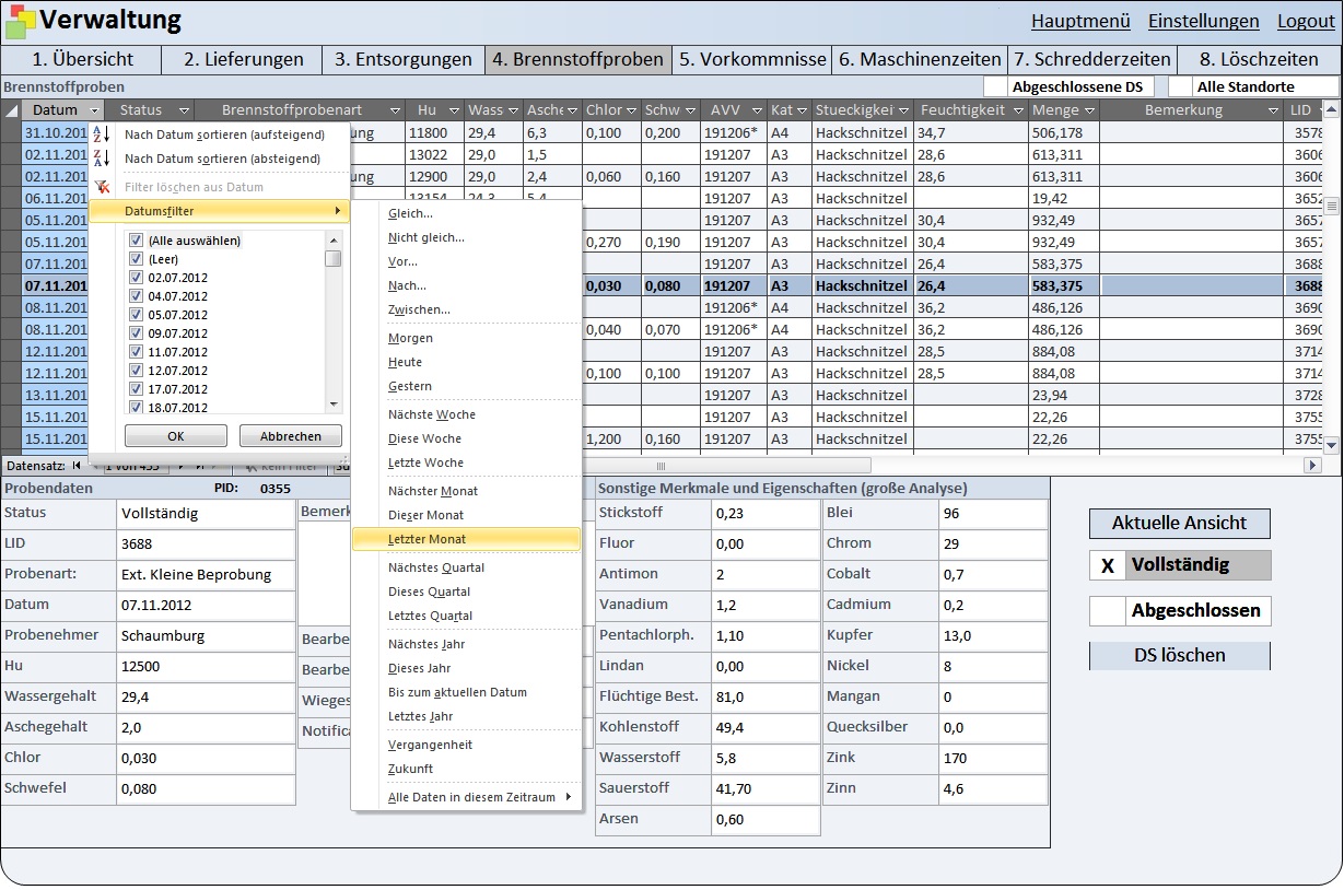 Listen- und Detailansichten kombiniert. Sofortige Datenauswertung mit ...